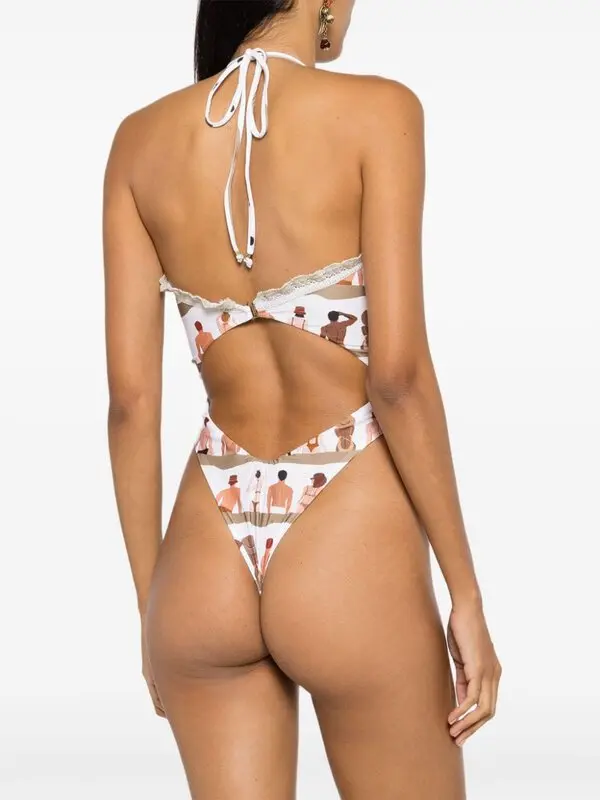 AMIR SLAMA Swimmer-print One-piece Swimsuit