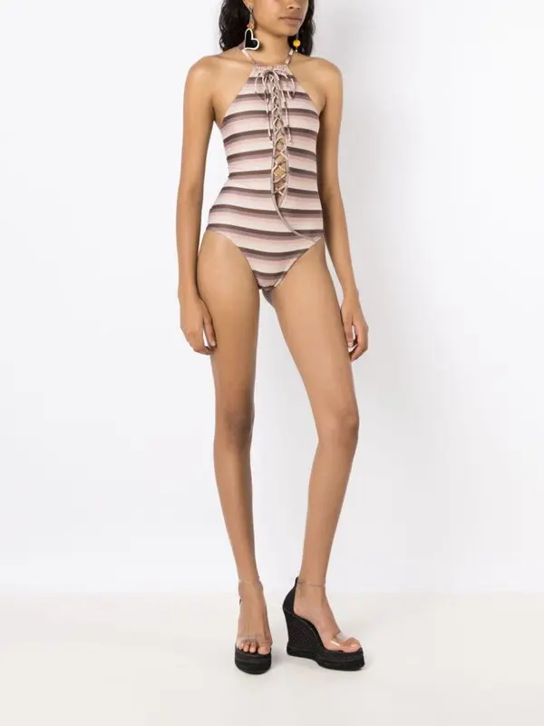 AMIR SLAMA Striped One Piece Swimsuit