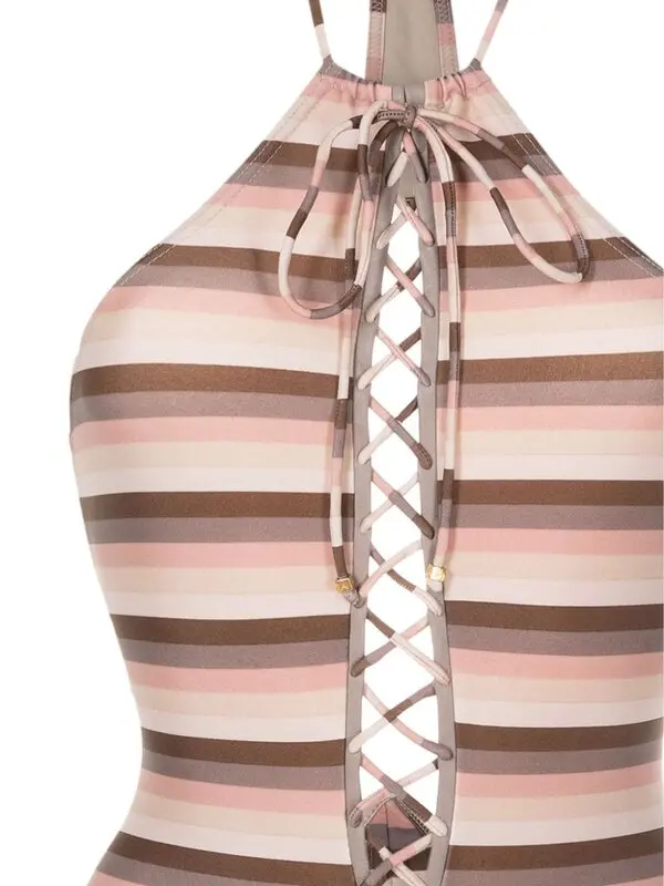 AMIR SLAMA Striped One Piece Swimsuit