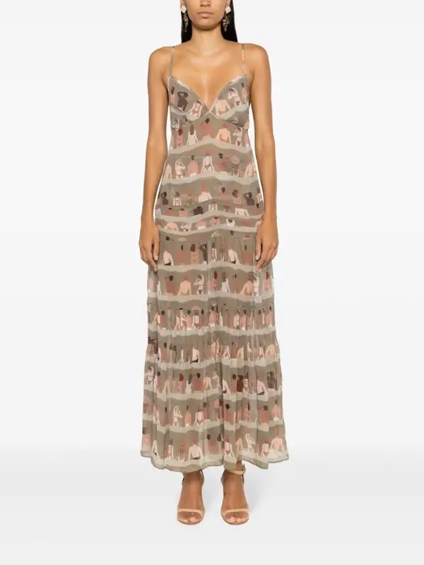 AMIR SLAMA Graphic-print Silk Maxi Dress