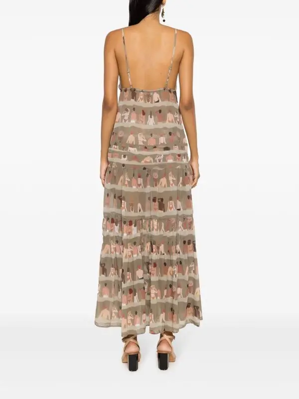 AMIR SLAMA Graphic-print Silk Maxi Dress