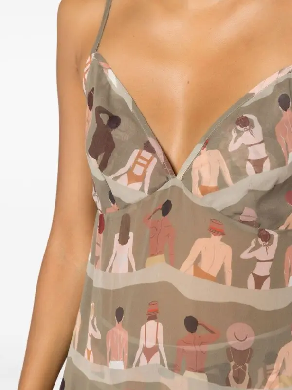 AMIR SLAMA Graphic-print Silk Maxi Dress