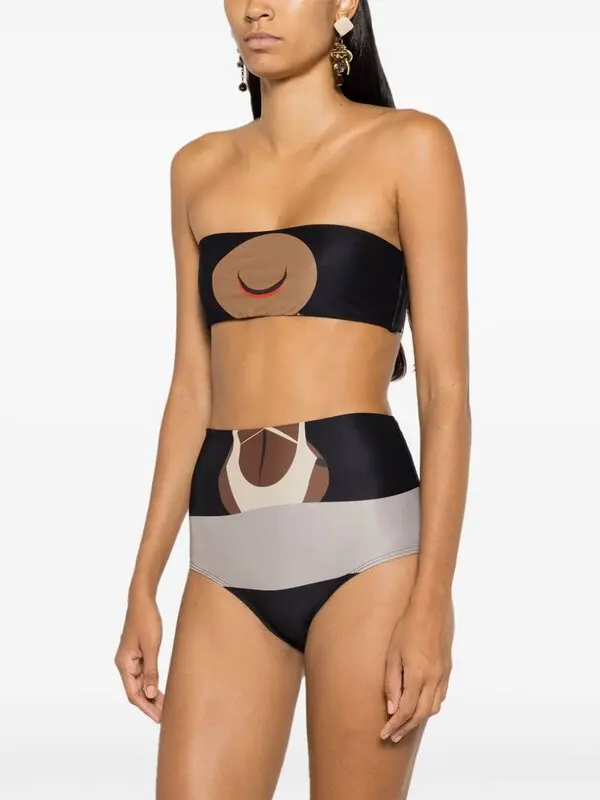 AMIR SLAMA Graphic-print Bandeau Bikini