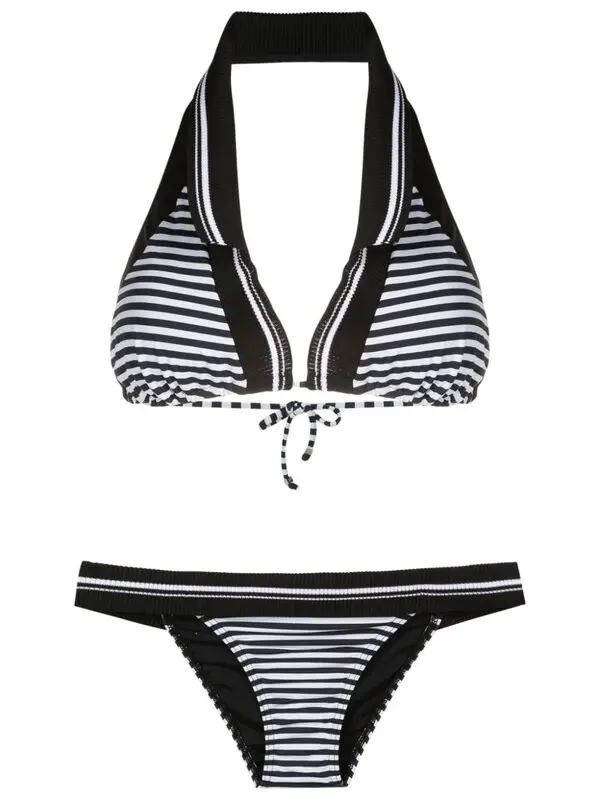 AMIR SLAMA Striped Halterneck Bikini - Black