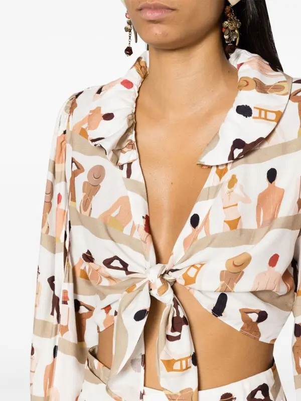 AMIR SLAMA Graphic-print Cropped Blouse