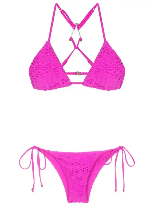AMIR SLAMA Woven-design Triangle Bikini - Pink
