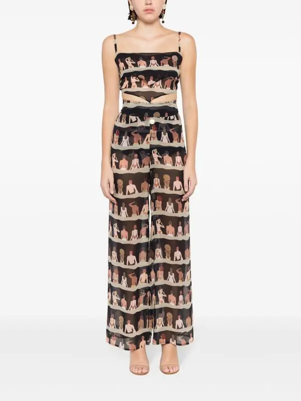 AMIR SLAMA Graphic-print Silk Trousers