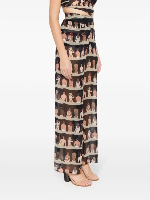 AMIR SLAMA Graphic-print Silk Trousers