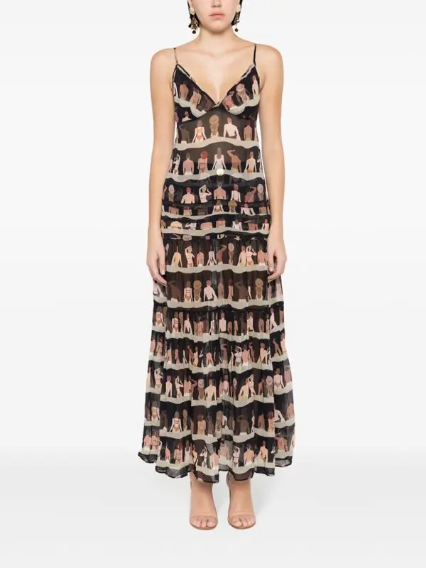 AMIR SLAMA Graphic-print Silk Maxi Dress