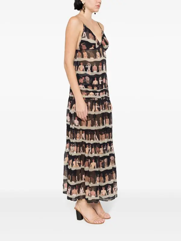 AMIR SLAMA Graphic-print Silk Maxi Dress