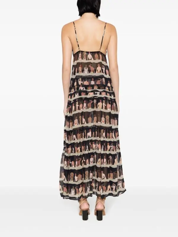AMIR SLAMA Graphic-print Silk Maxi Dress
