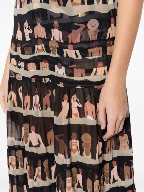 AMIR SLAMA Graphic-print Silk Maxi Dress