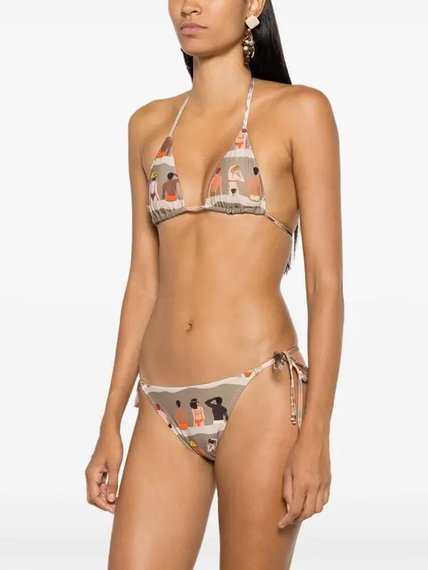 AMIR SLAMA Graphic-print Triangle Bikini - Brown