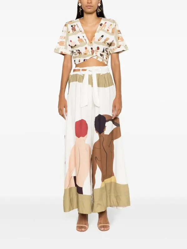 AMIR SLAMA Swimmer-print Wrap-front Shirt