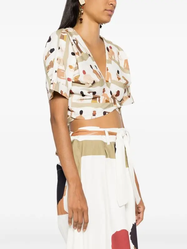 AMIR SLAMA Swimmer-print Wrap-front Shirt