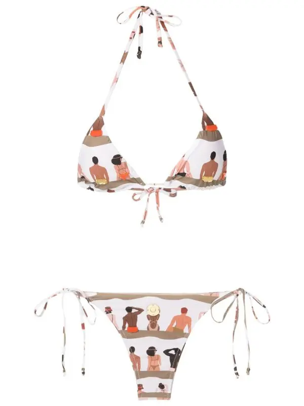 AMIR SLAMA Graphic-print Halterneck Bikini - Brown