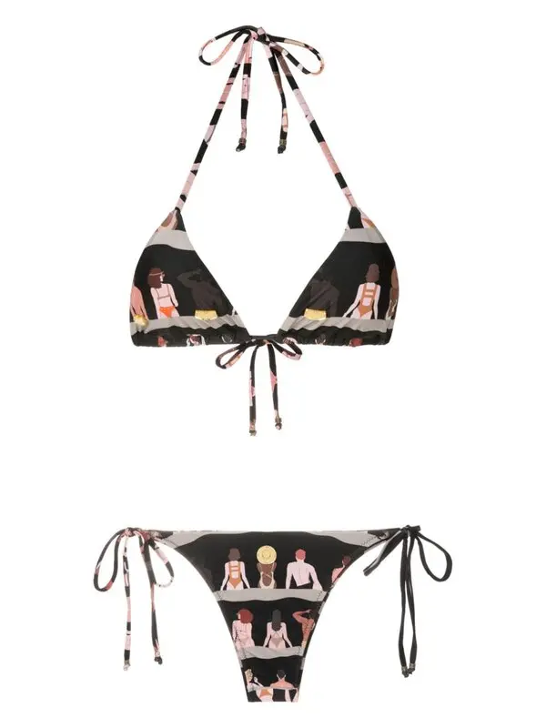 AMIR SLAMA Graphic-print Bikini - Black