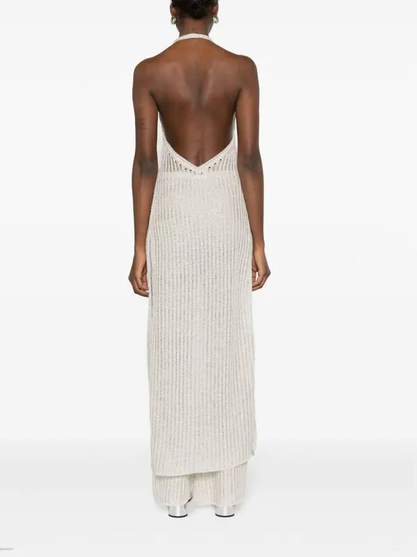 FORTE_FORTE Halterneck Pointelle-knit Maxi Top
