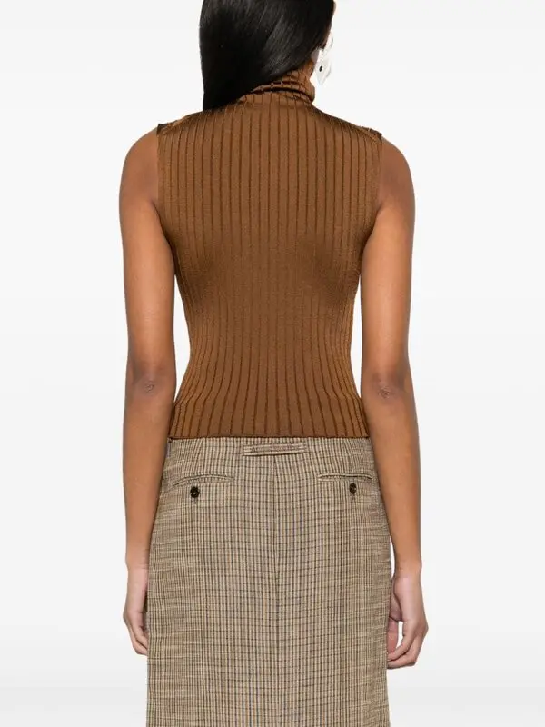 Marni High-neck Ribbed Sleeveless Cropped Top