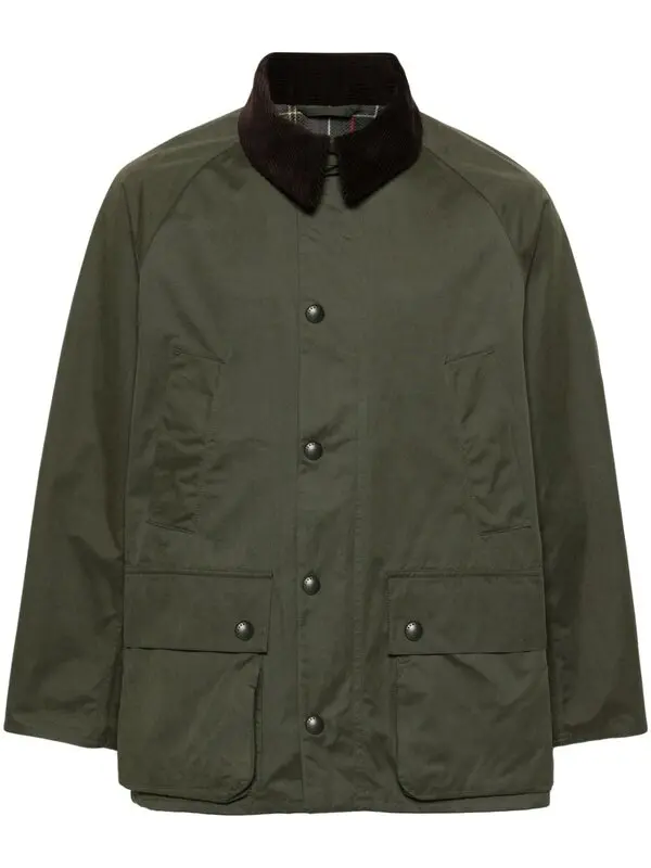 Barbour Bedale Jacket With Contrasting Collar - Green