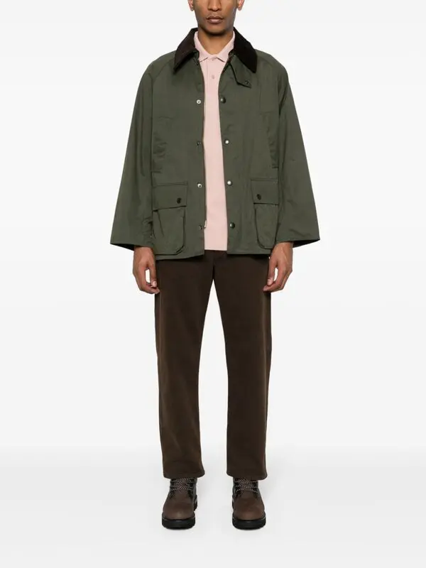 Barbour Bedale Jacket With Contrasting Collar - Green