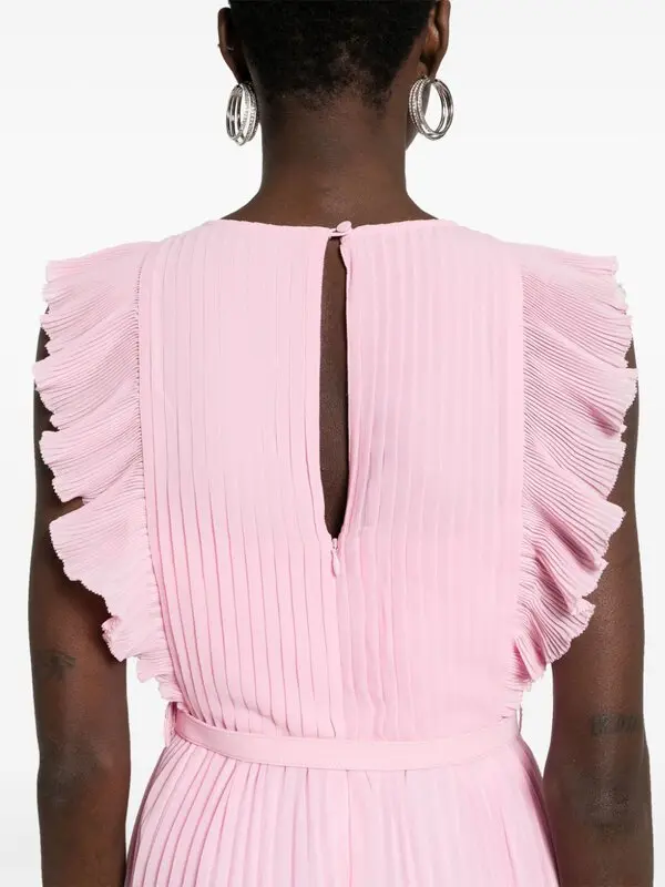 white christmas dresses Pink Boucle Chiffon Midi Dress – self-portrait-US main image 1