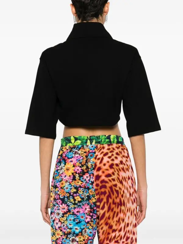 Palm Angels Logo Cropped Polo Top - Black