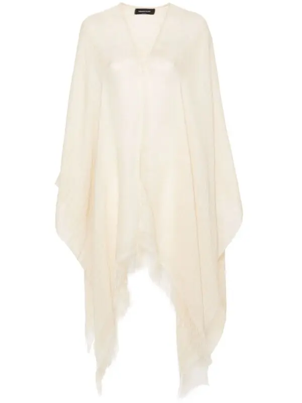 Fabiana Filippi Open-front Fringed Cape - Neutrals