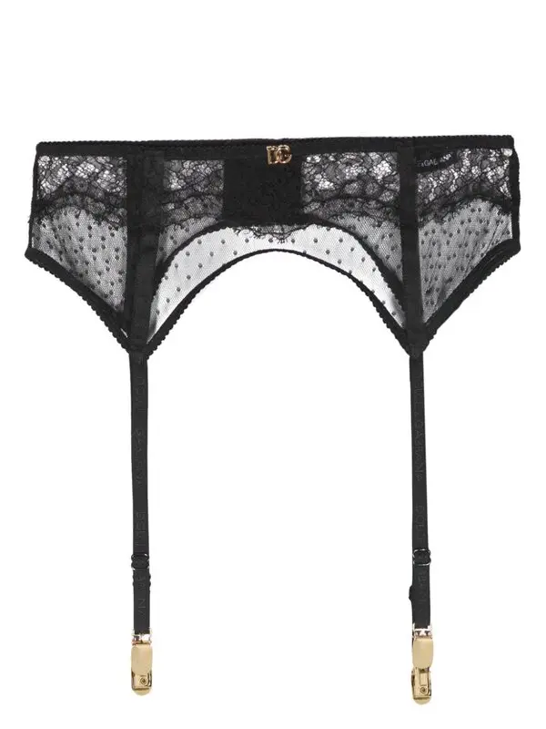 Dolce & Gabbana Dg-lettering Lace Suspender Belt - Black