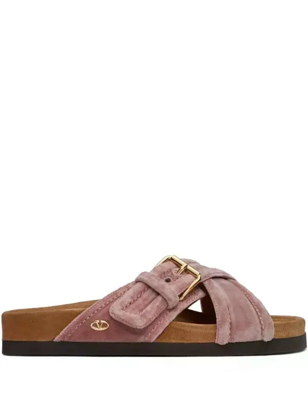 Valentino Garavani 30mm Fussfriend Velvet Sandals - Pink