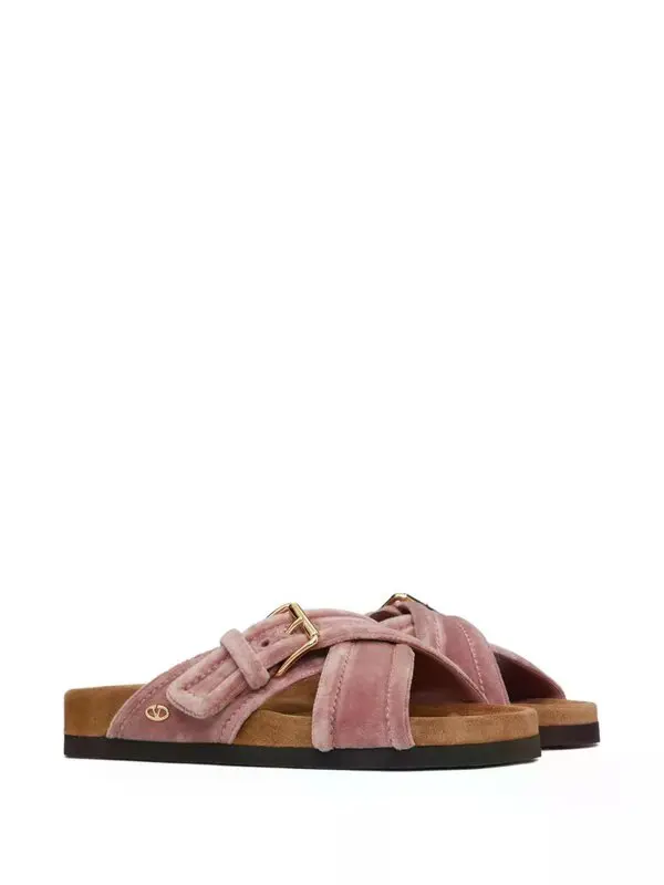 Valentino Garavani 30mm Fussfriend Velvet Sandals - Pink