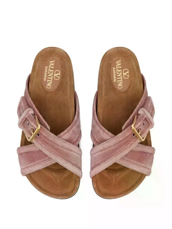 Valentino Garavani 30mm Fussfriend Velvet Sandals - Pink