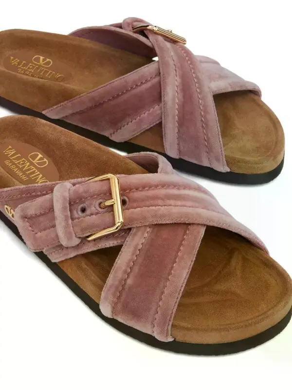Valentino Garavani 30mm Fussfriend Velvet Sandals - Pink