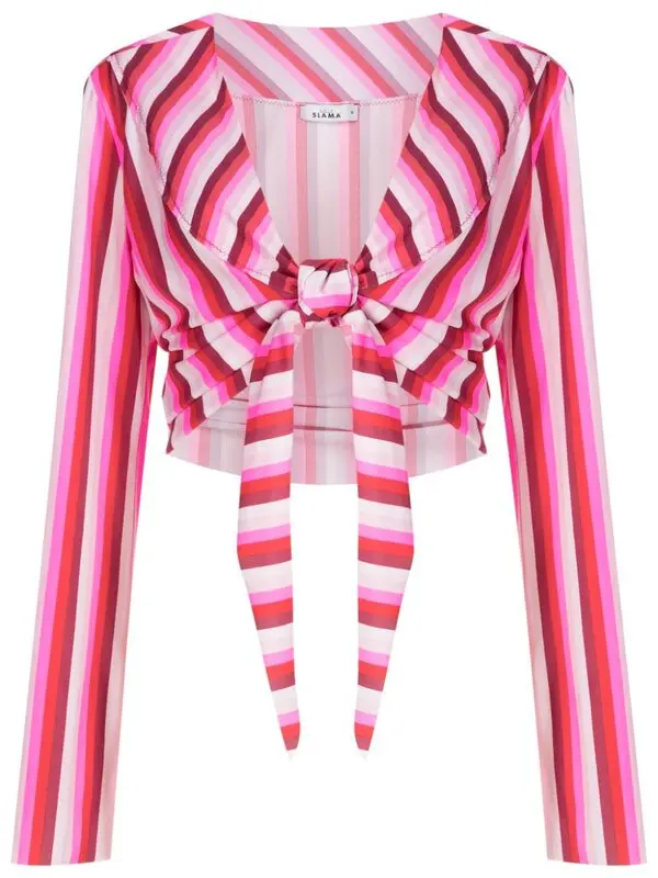 AMIR SLAMA Stripe-print Crop Top - Pink