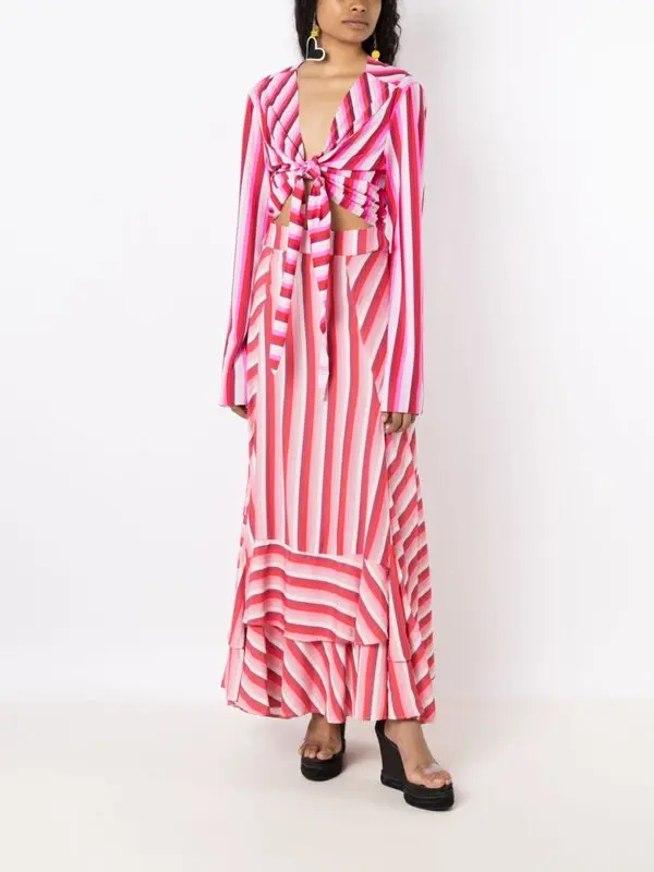 AMIR SLAMA Stripe-print Crop Top