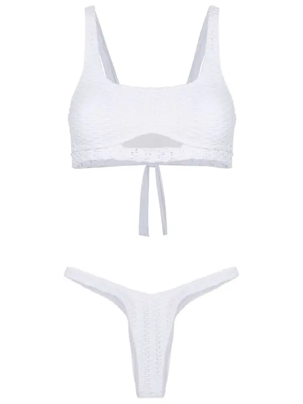 AMIR SLAMA Woven-design Cut-out Bikini - White