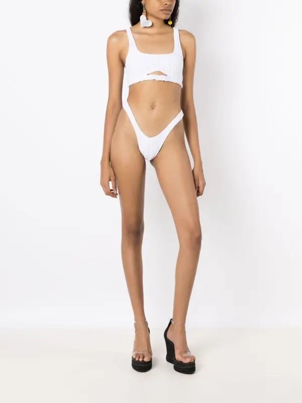 AMIR SLAMA Woven-design Cut-out Bikini