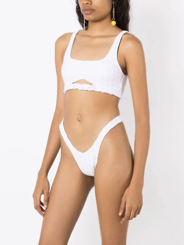 AMIR SLAMA Woven-design Cut-out Bikini