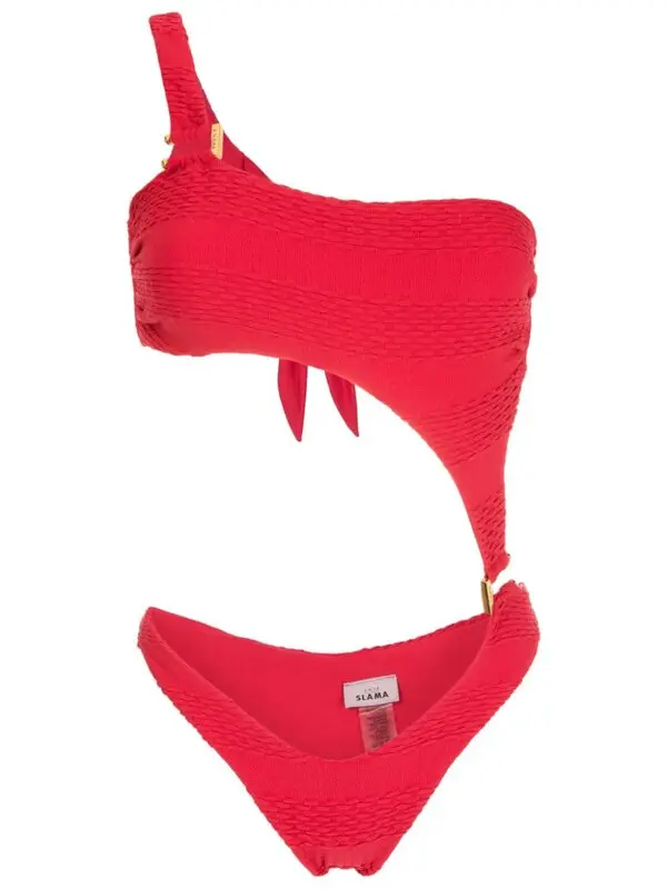 AMIR SLAMA Cut-out One-shoulder Swimsuit - Red