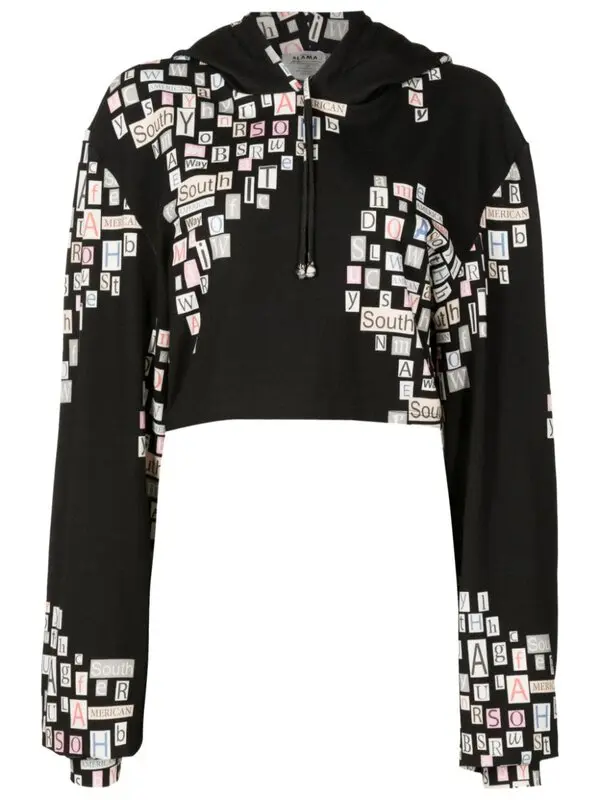 AMIR SLAMA Text-print Cropped Hoodie