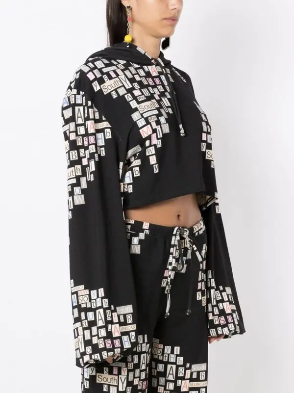 AMIR SLAMA Text-print Cropped Hoodie