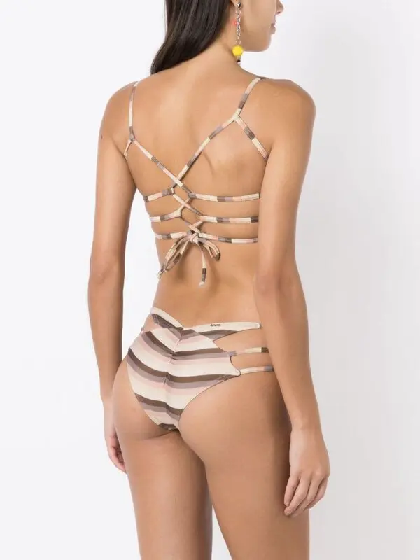 AMIR SLAMA Stripe-print Strappy Bikini