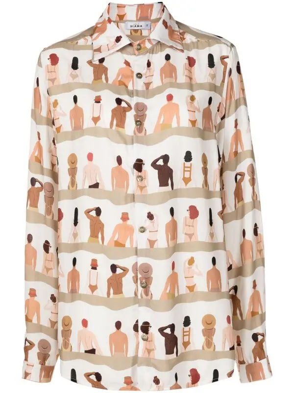 AMIR SLAMA Swimmer-print Oversized Shirt