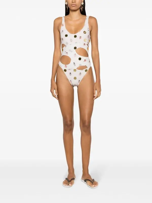 AMIR SLAMA Graphic-print Cut-out One-piece Swimsuit