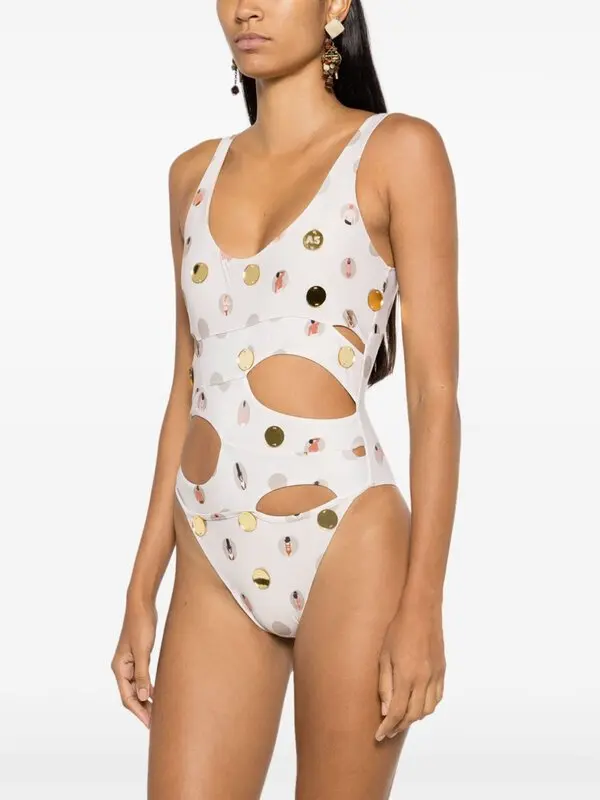 AMIR SLAMA Graphic-print Cut-out One-piece Swimsuit