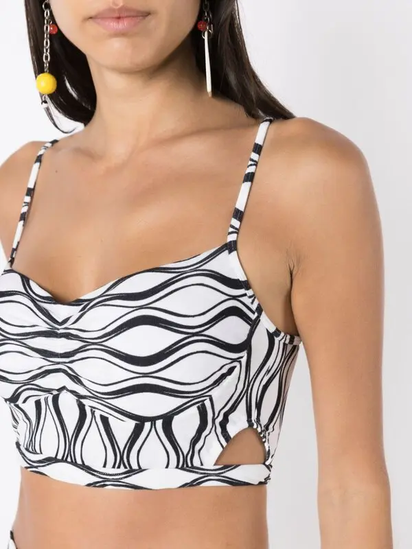 AMIR SLAMA GYM Wave-print Crop Top