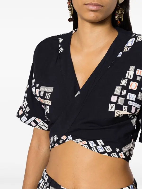 AMIR SLAMA Graphic-print Cropped Top