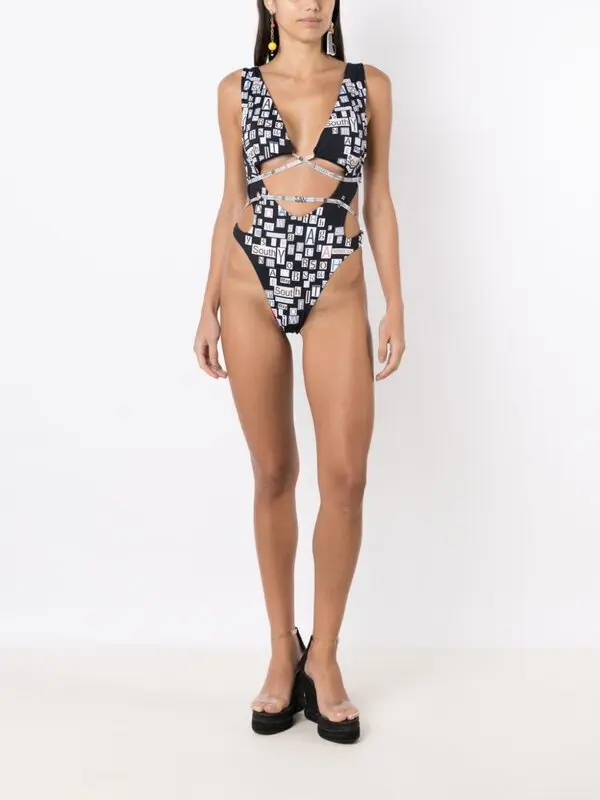 AMIR SLAMA Text-print Swimsuit