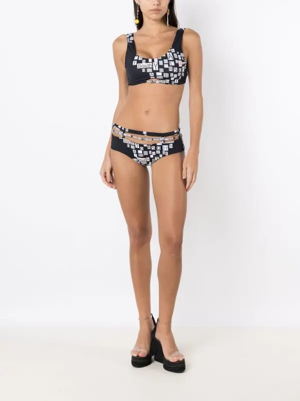 AMIR SLAMA Text-print Strappy Bikini