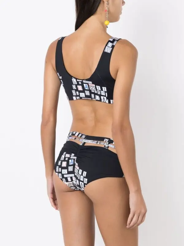 AMIR SLAMA Text-print Strappy Bikini
